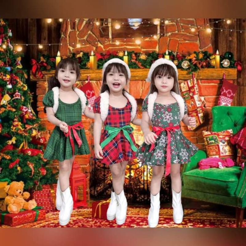 SANTA DRESS FOR KIDS(RANDOM PRINTS) | Shopee Philippines