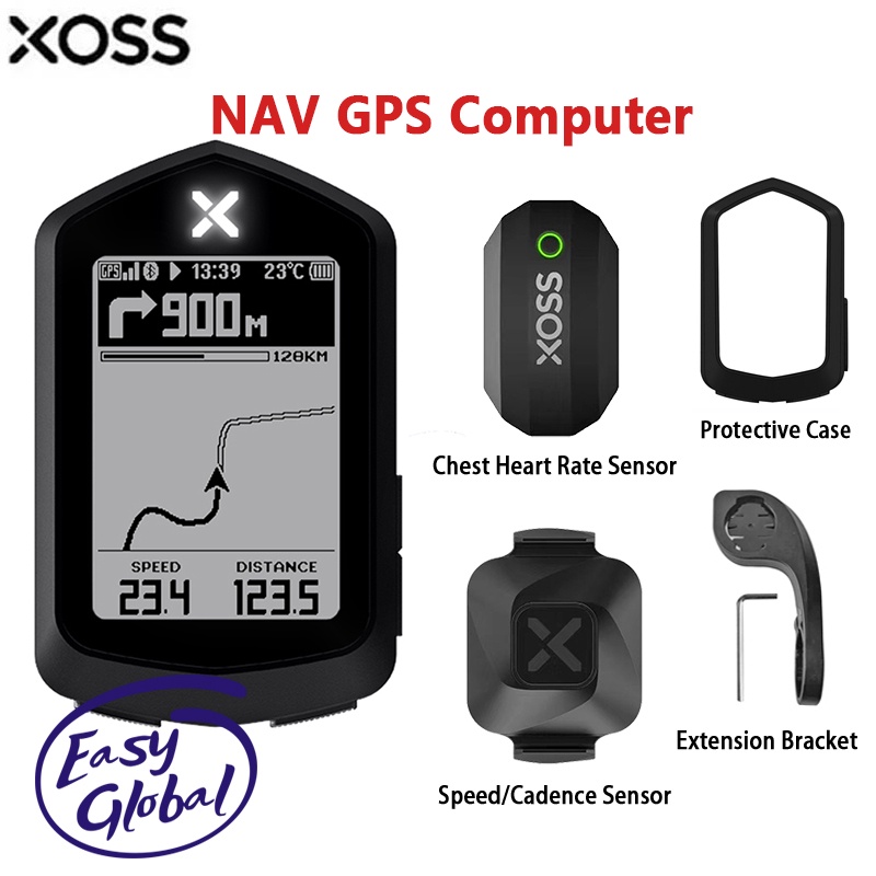 XOSS NAV Bike Computer Wireless Bluetooth ANT+ Bicycle Speedometer ...