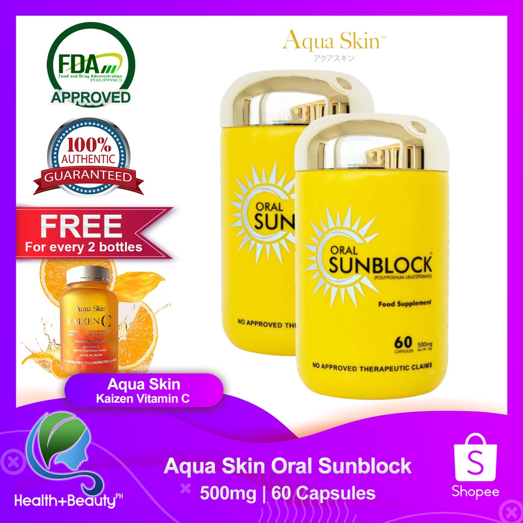 Aqua Skin Japan Oral Sunblock (ORALE SANBLOCK) 500mg 60 Capsules FREE ...