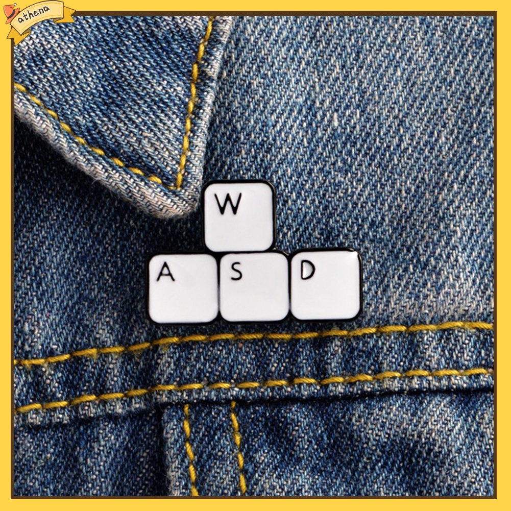 ATH_WASD Gaming Keyboard Enamel Computer Gamer Denim Jacket Brooch Pin ...