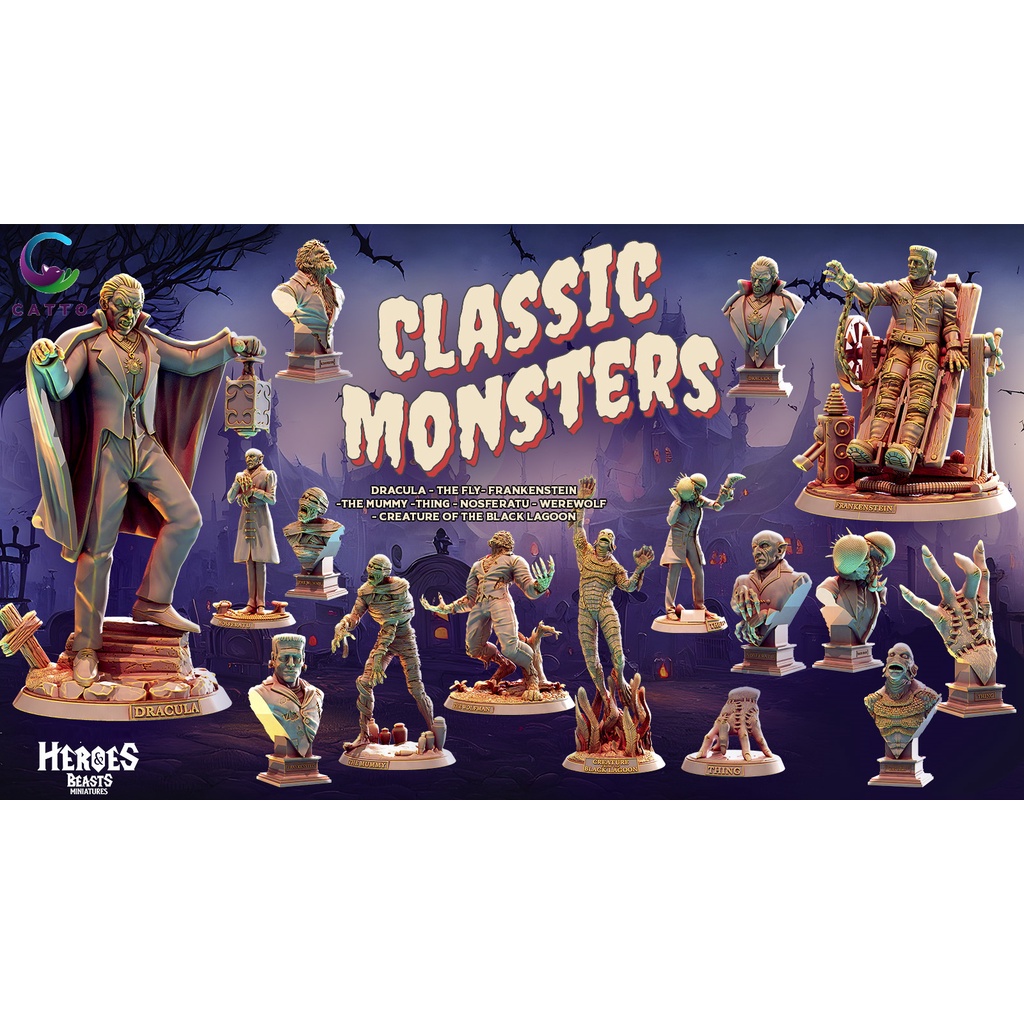 Classic Movie Monsters tabletop miniatures and display models by Heroes ...