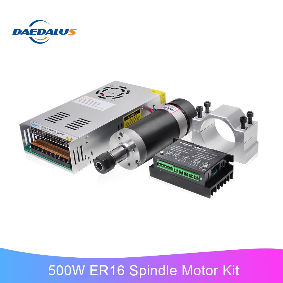 ★Daedalus Brushless Spindle Motor for CNC with ER16 Collet 500W 48V DC ...