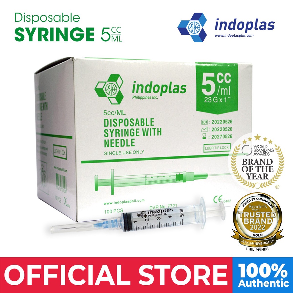 Indoplas 5cc Disposable Syringe Box of 100 | Shopee Philippines