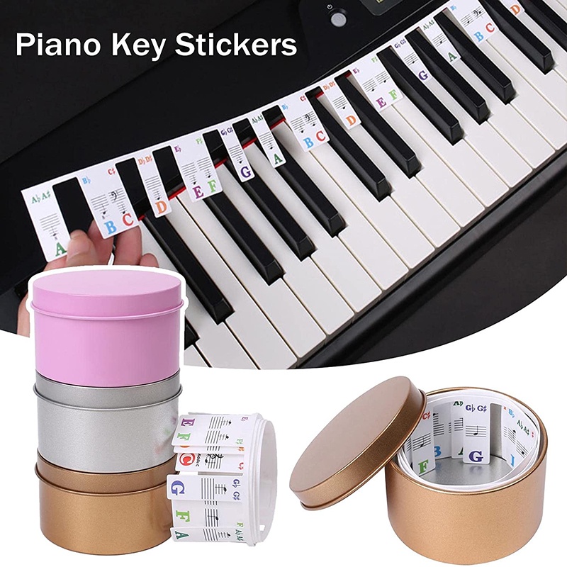 Creative Piano Keyboard Stickers for Key Removable Color Piano and ...