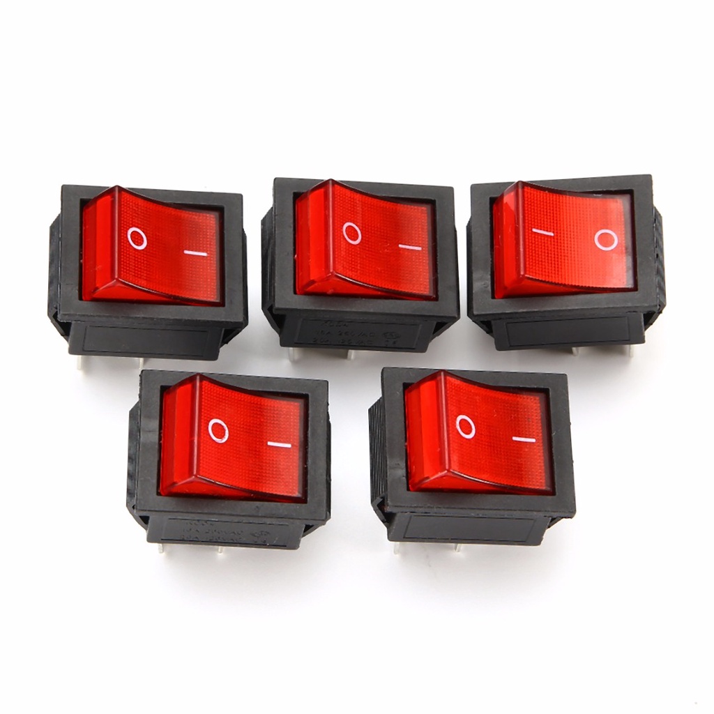 5Pcs Rocker Switch Red LED 16A/250V KCD4-20 4 Pin ON/OFF Toggle ...