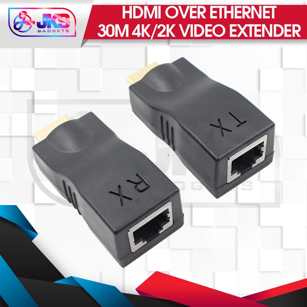 HDMI Over Extender Adapter 4Kx2K Full HD 30m 1080P by Cat-6/6E Cable ...