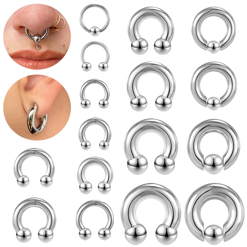 1 PC Large Size Stainelss Steel Horseshoe Nose Ring Big Gauge Septum ...