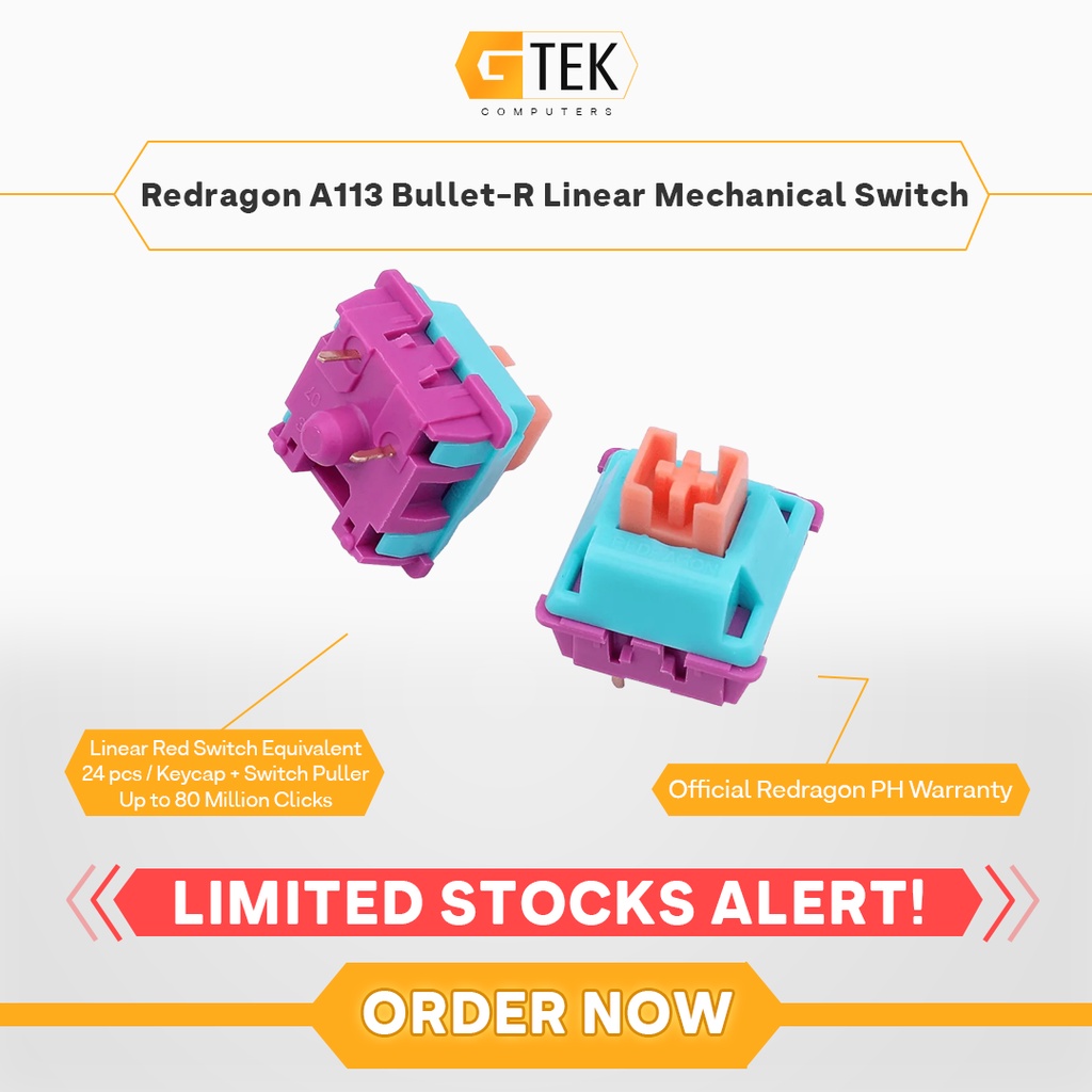 Redragon A113 Bullet-R Linear Mechanical Red Switch DIY 24 pcs + Switch ...