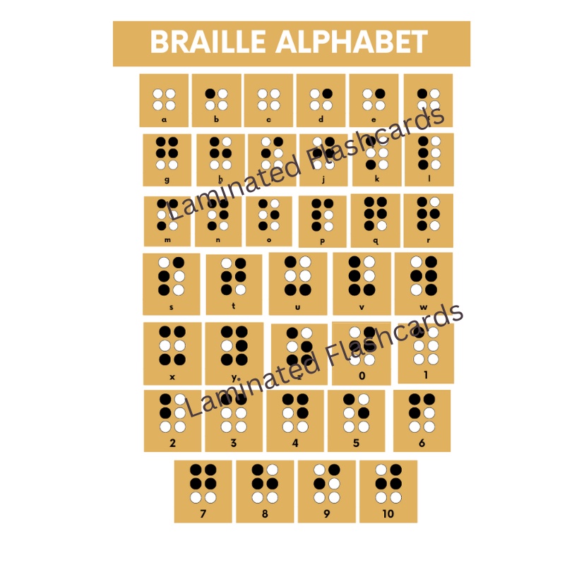 Laminated Braille Charts for Kids, Learners and Educators, Educational ...