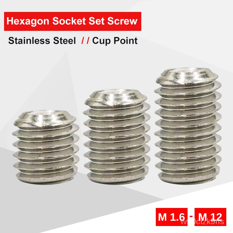 Hex Socket Set Screw M1.6 M2 M2.5 M3 M4 M5 M6 M8 M10 M12 Stainless Steel Cup Point headless ...