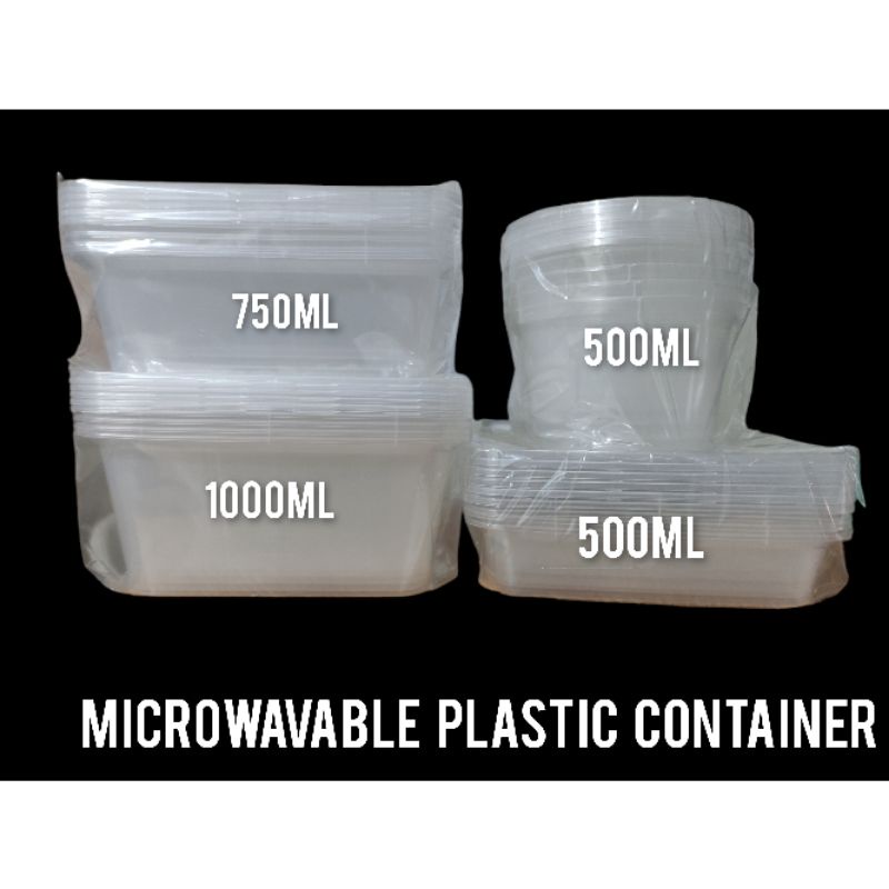 Microwavable Plastic Container Tub Rectange/ Roundp - 1000ml / 750ml ...