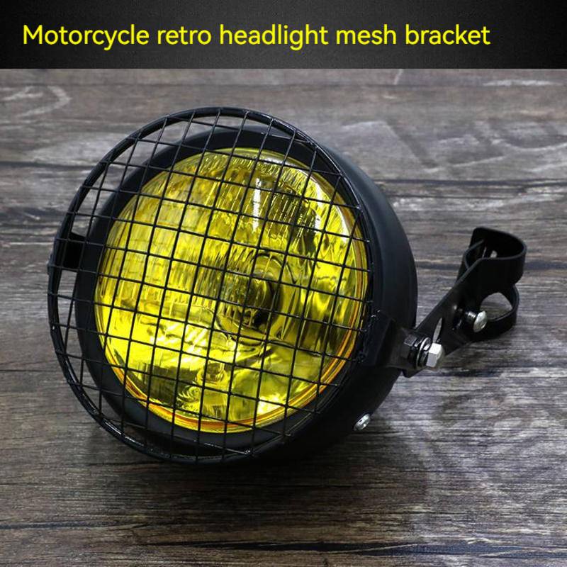 motorcycle modified retro headlight retro headlight steel casing black ...
