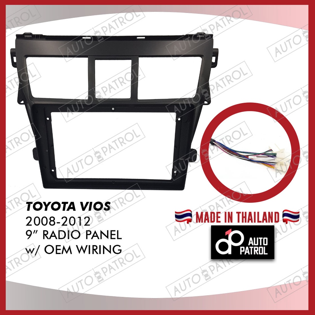 Toyota Vios 2008-2012 9" Car Radio Panel Frame w/ Wiring Harness ...