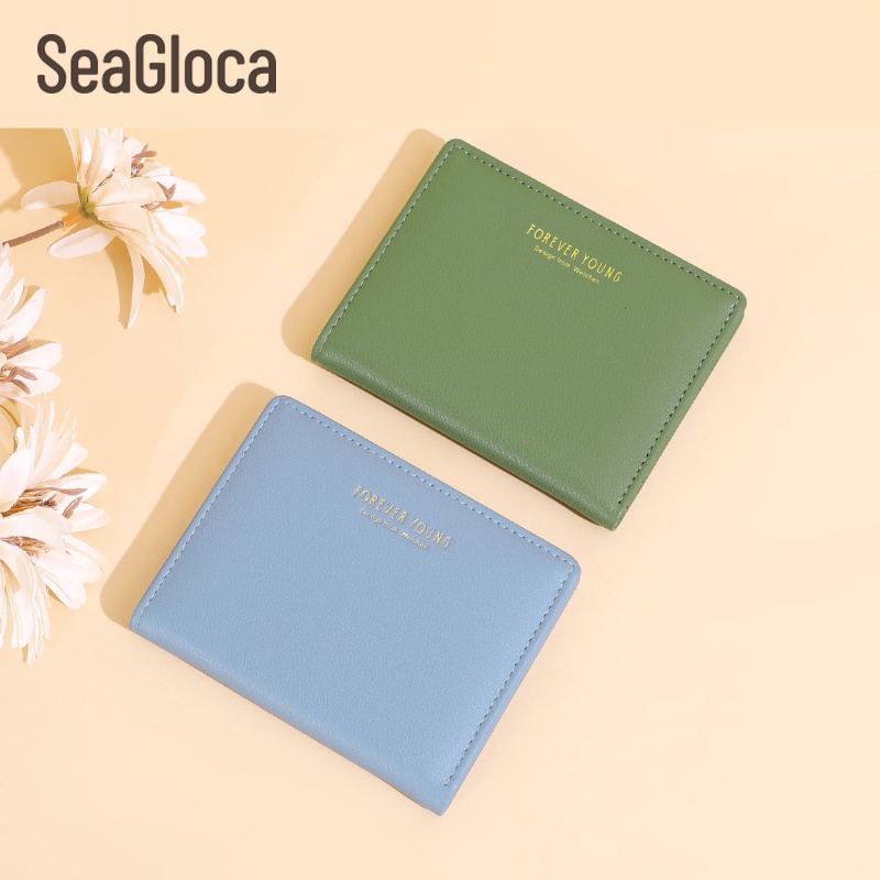 Seagloca Simple Thin Solid Color Cropped Bifold Wallet For Women No ...