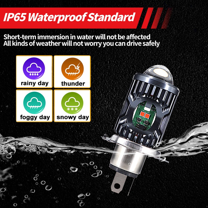 T19 P15D H4 LED Motorcycle Headlight BA20D Bulb 6500k High White/Low ...