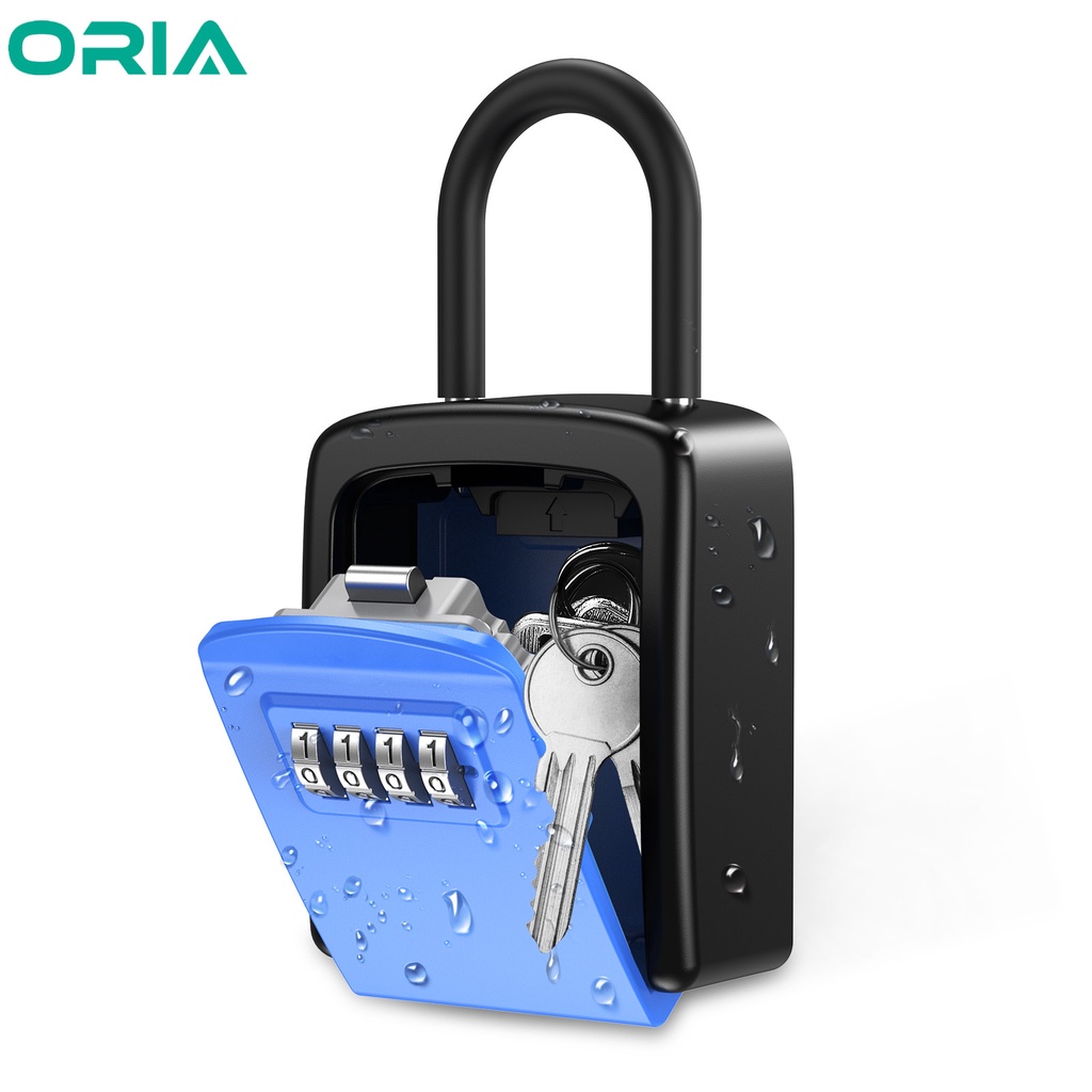 ORIA Resettable 4-Digit Combination Lock Box Key Storage Box for House ...