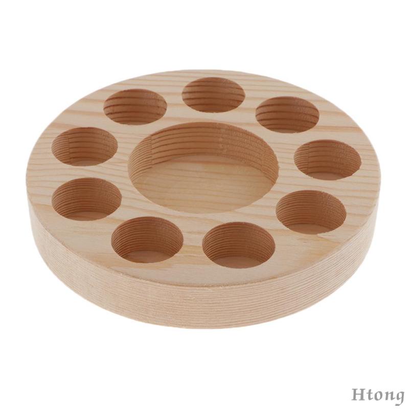 [Htong] 10 Slots Round Wood Essential Oils Box Bottles Display Stand ...