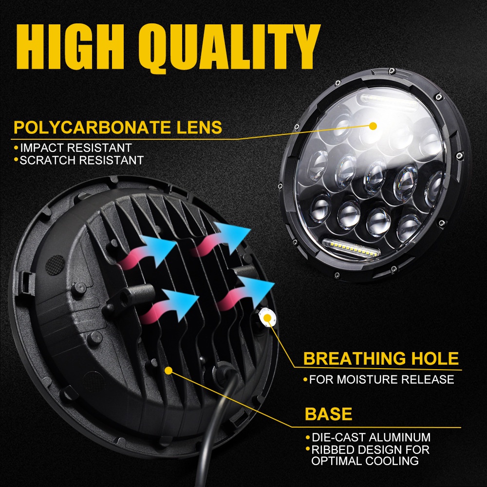 【Ready Stock】2Pcs 400w 7inch Car Round LED Headlight DRL Halo ...