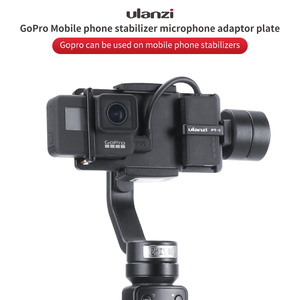 Ulanzi PT-6 Gopro Vlog Plate with Mic Adapter for 3 Axis Gimbal Moza Mini S Smooth 4 Vimble 2 ...