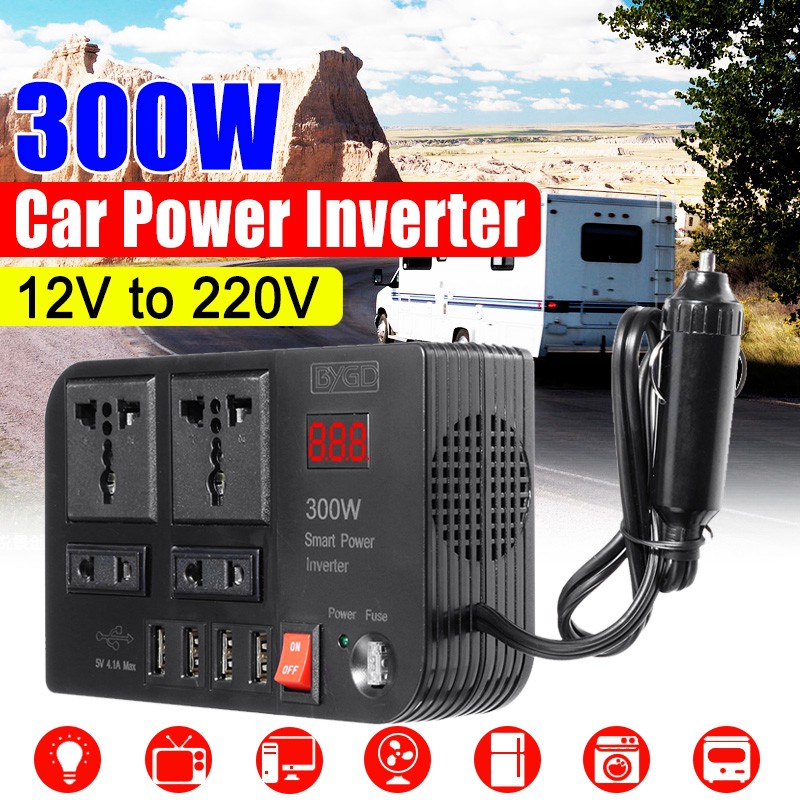4 USB Port Adapter Car Power Charger Inverter Car Inverter DC 12V TO AC ...