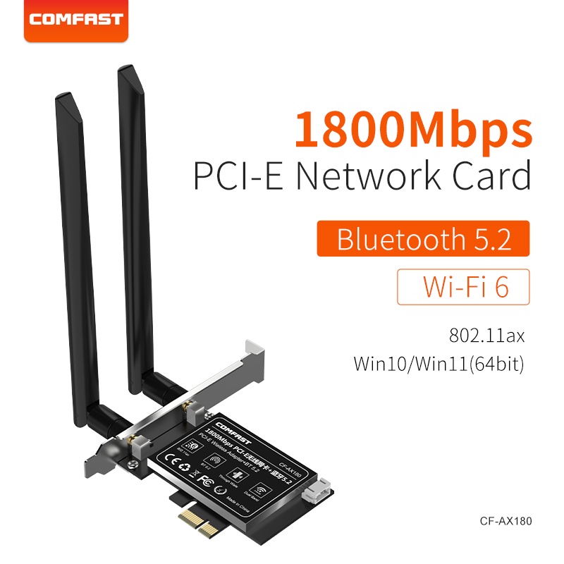 1800Mbps PCIe WIFI 6 Desktop Wifi Card 11AX For Win 10 802.11ac/ax ...