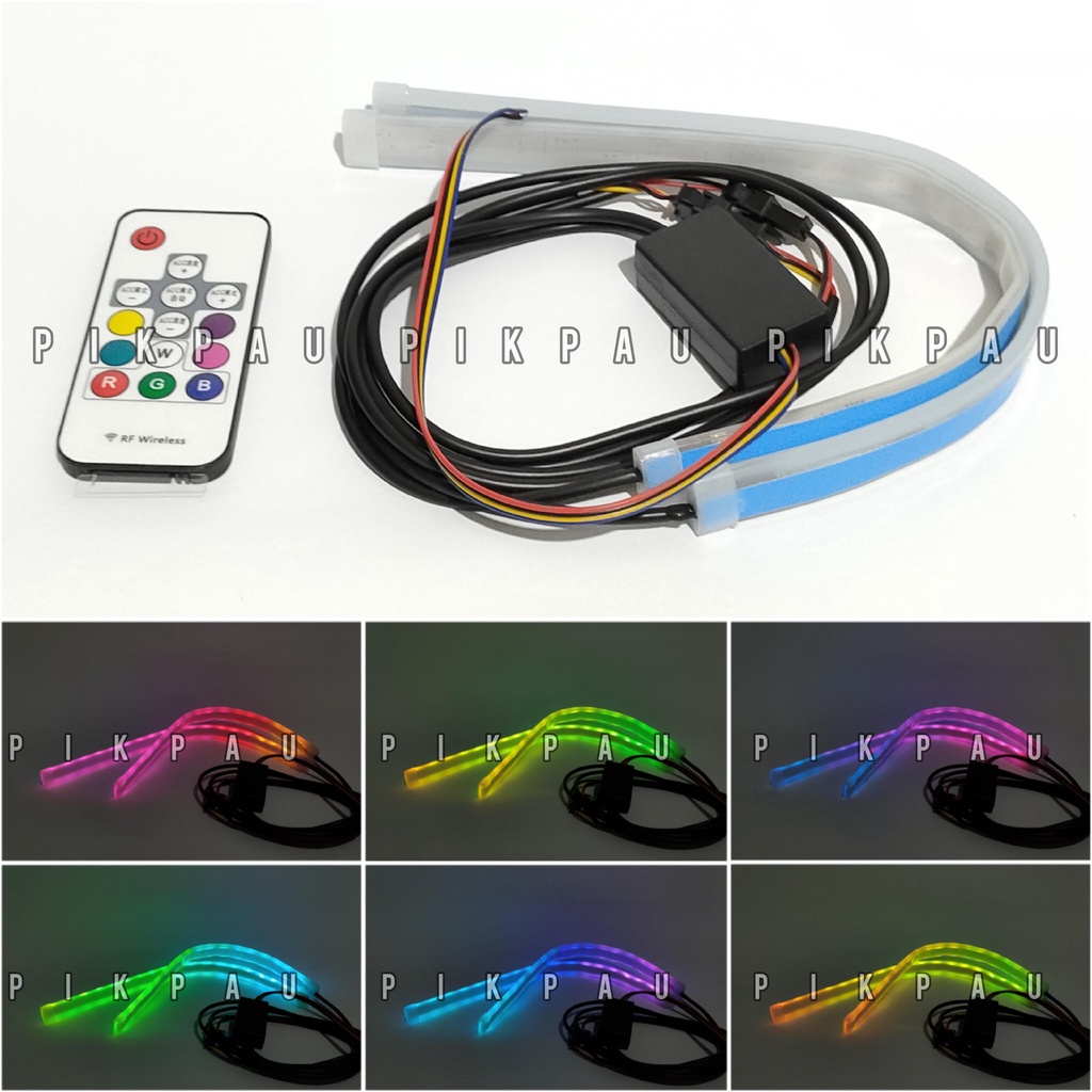 A Pair Of Slim RGB Eyebrow DRL LED Lights+Remote 30cm Many Colors And ...