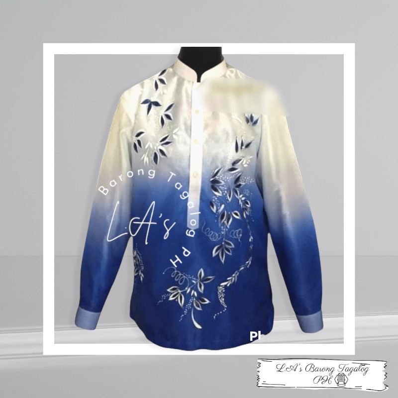 Modern barong tagalog monochromatic hand painted design | Shopee ...