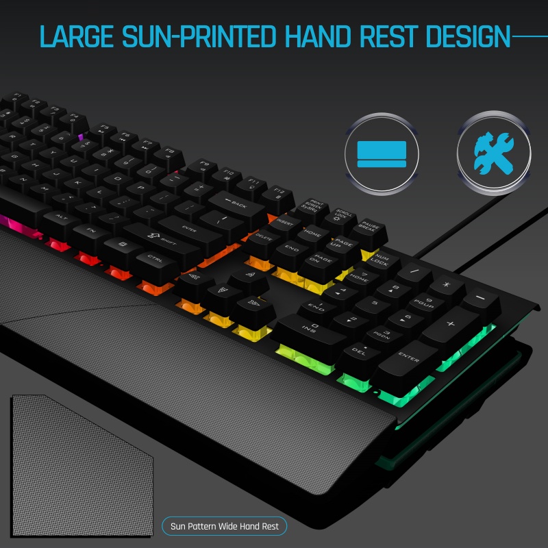 Gaming Keyboard USB Office Computer Notebook RGB Wired Manipulator ...