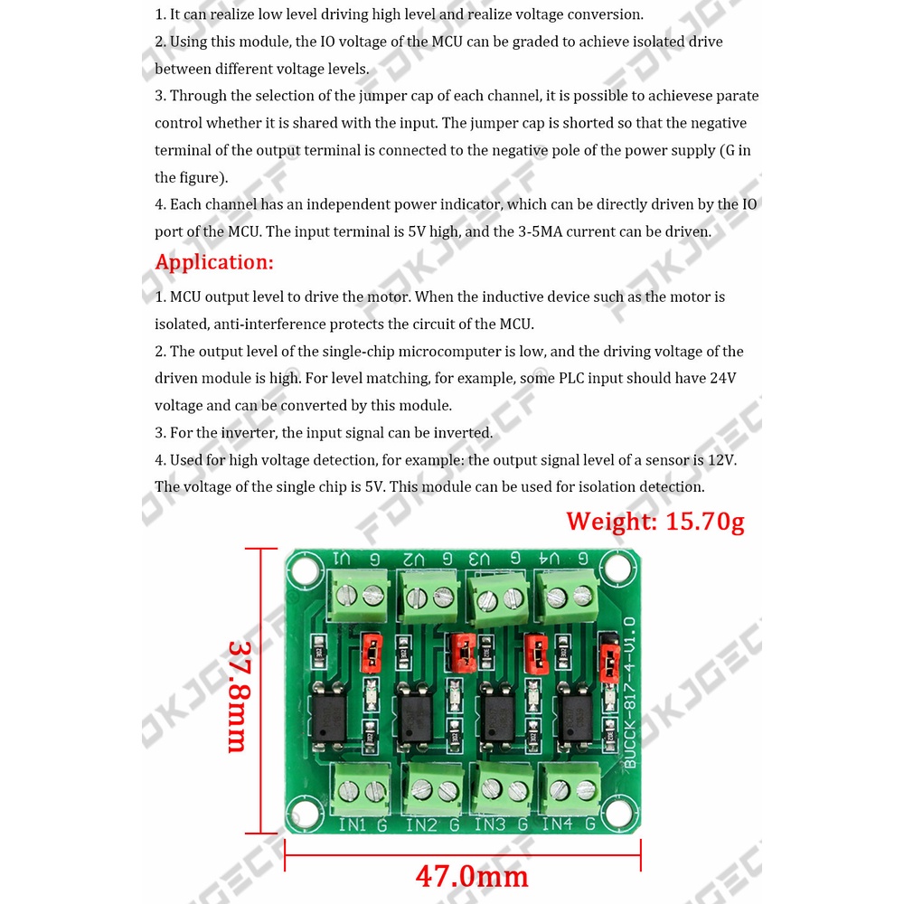PC817 4 Way 4 Channel Optocoupler Isolation Board Voltage Converter ...