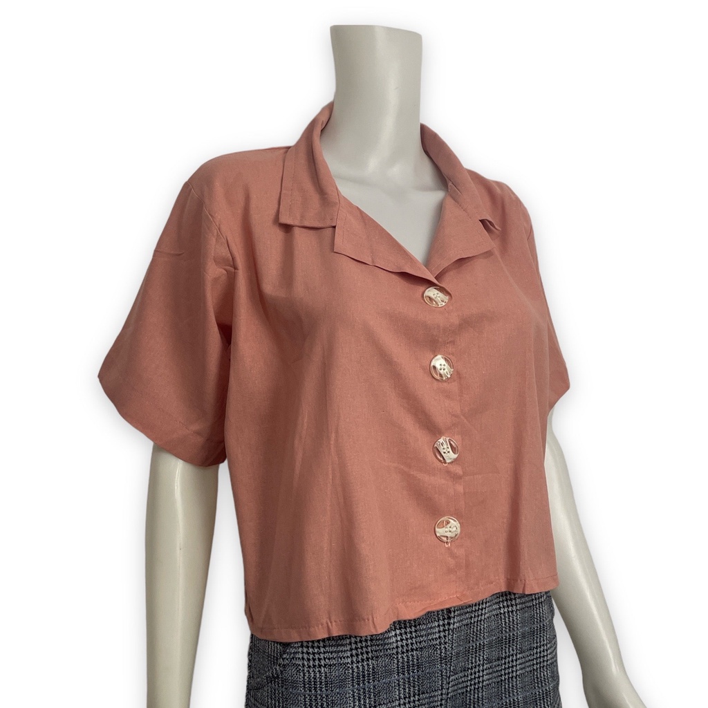 Robi & Peach: Cotton Linen Open Collar Button Down Long Back Blouse for ...