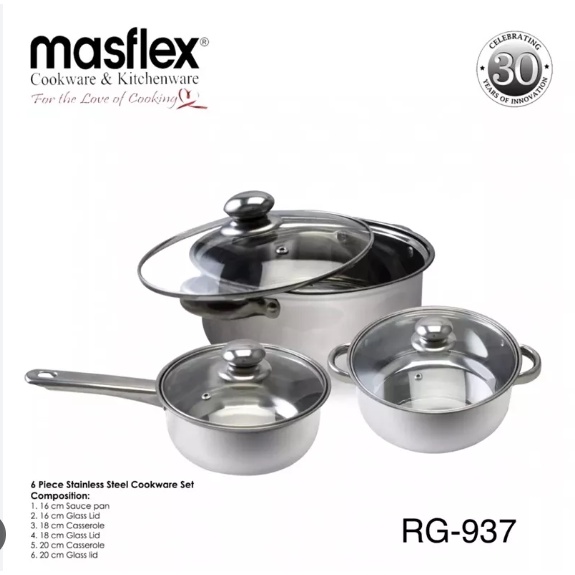 Masflex 6 pieces Stainless Steel Cookware Set kitchenware Pots NO BOX ...