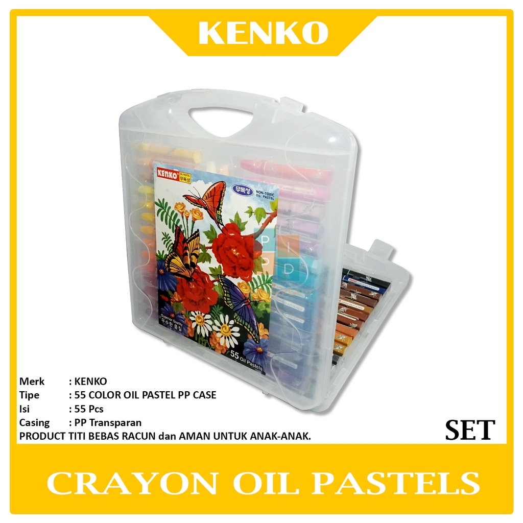 Kenko - Crayon 55 Color Oil Pastel PP Case - 55 Pastel Color - Garden ...