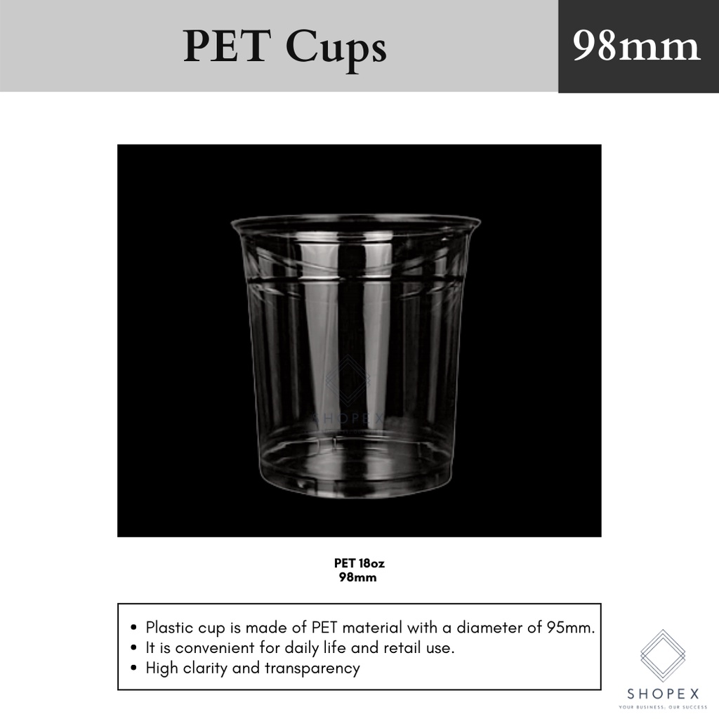 [100pcs] PET Cup / Diamond Cup 90mm/ 95mm / 98mm 16oz/18oz/20oz/22oz/ U-Shape Cup / Milktea ...