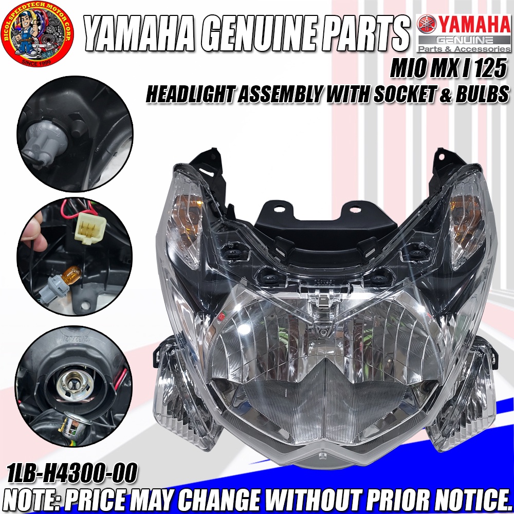 MIO MX I 125 HEADLIGHT ASSEMBLY WITH SOCKET & BULBS (YGP) (Genuine: 1LB ...