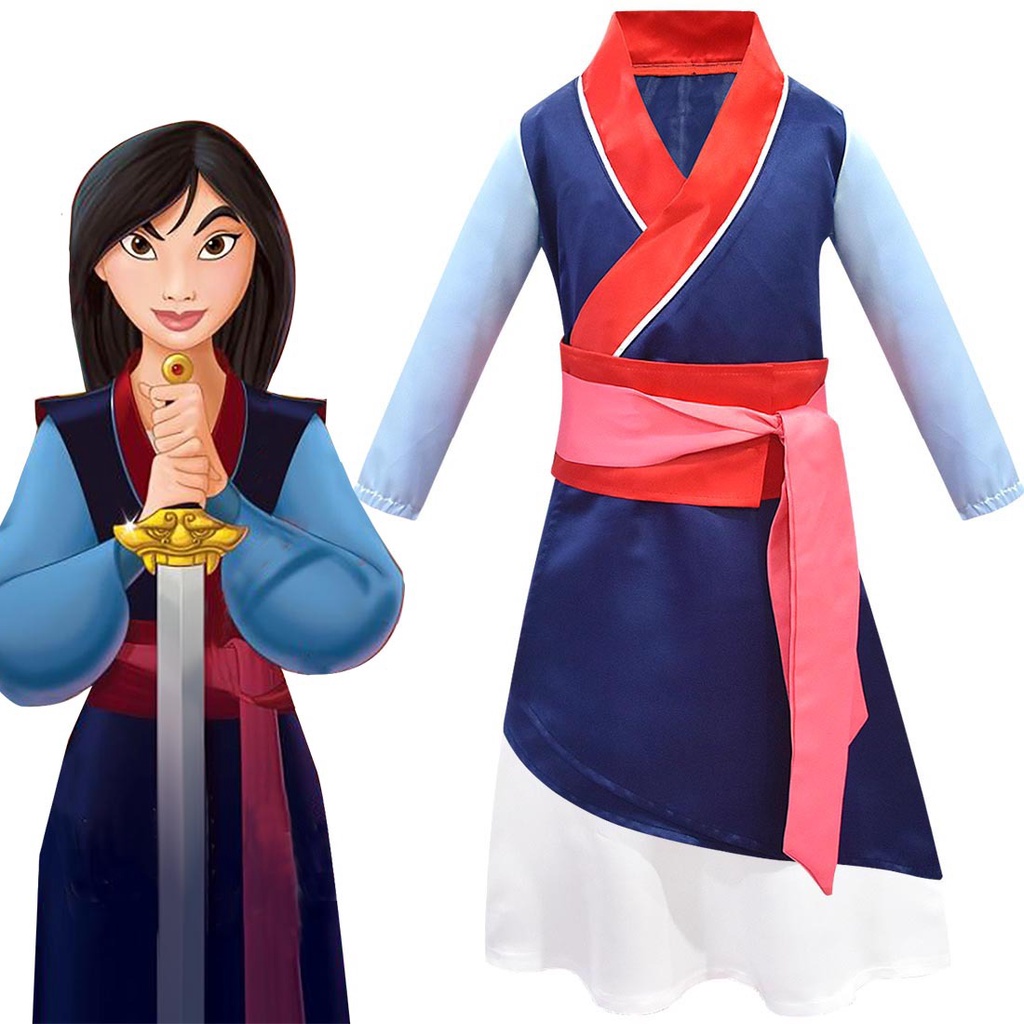 Chinese Hanfu Hua Mulan Cosplay Costume for Kids Girls kimono Clothes ...