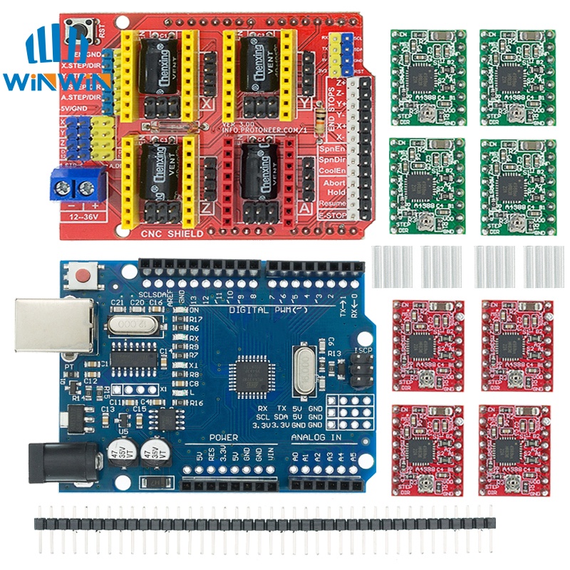 CNC shield V3 engraving machine 3D Printe + UNO R3 + 4pcs A4988 driver ...