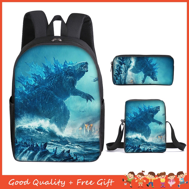 【25colors】Godzilla vs King Kong Anime Printing Backpack Boys Girls ...