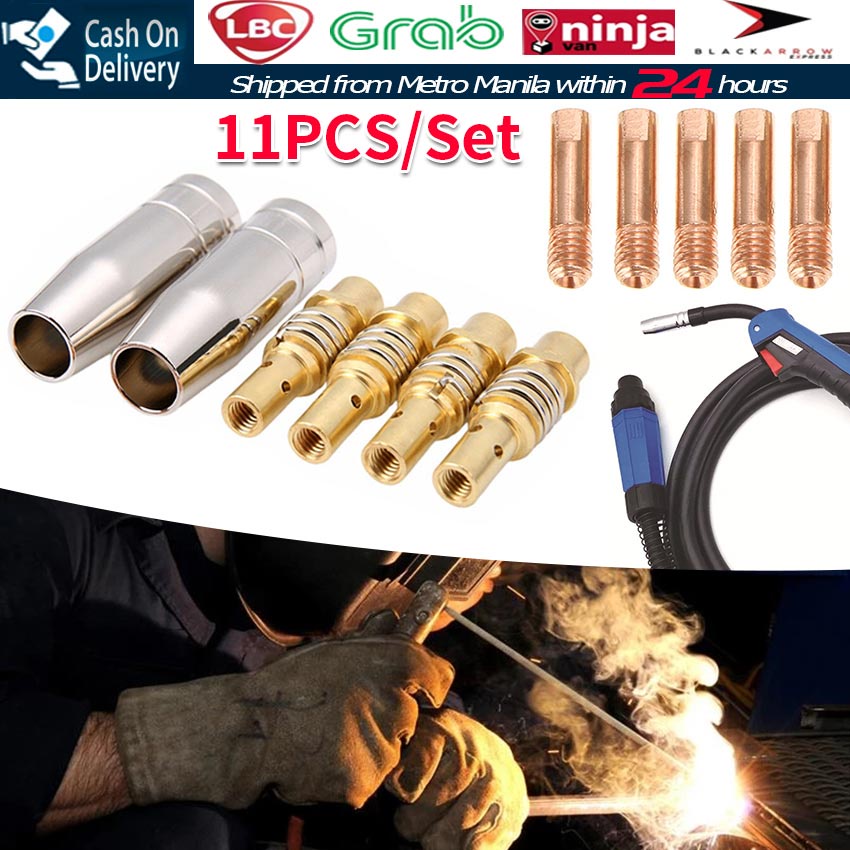【Fast Delivery】11Pcs/Set Mig Welding Nozzle Welder Torch Nozzles Gold ...