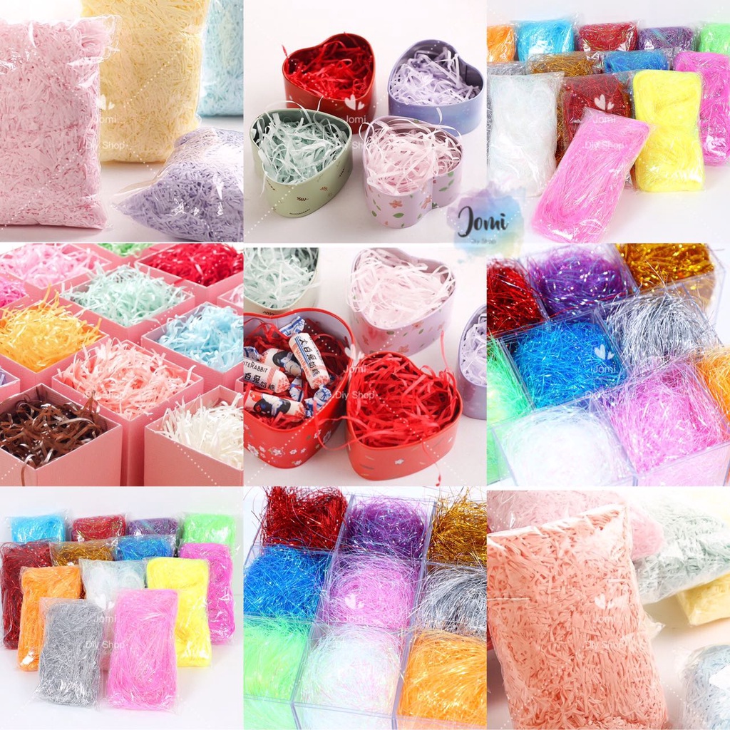 Shredded Paper Cebisan Kertas Box Raffia Crinkle Paper Filler Colourful ...