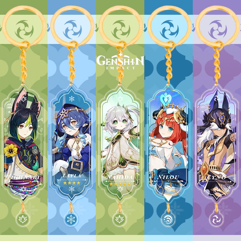 Genshin impact keychain Nahida Kaveh baizhu Faruzan Scaramouche Double Layer Sandwich Pendant ...