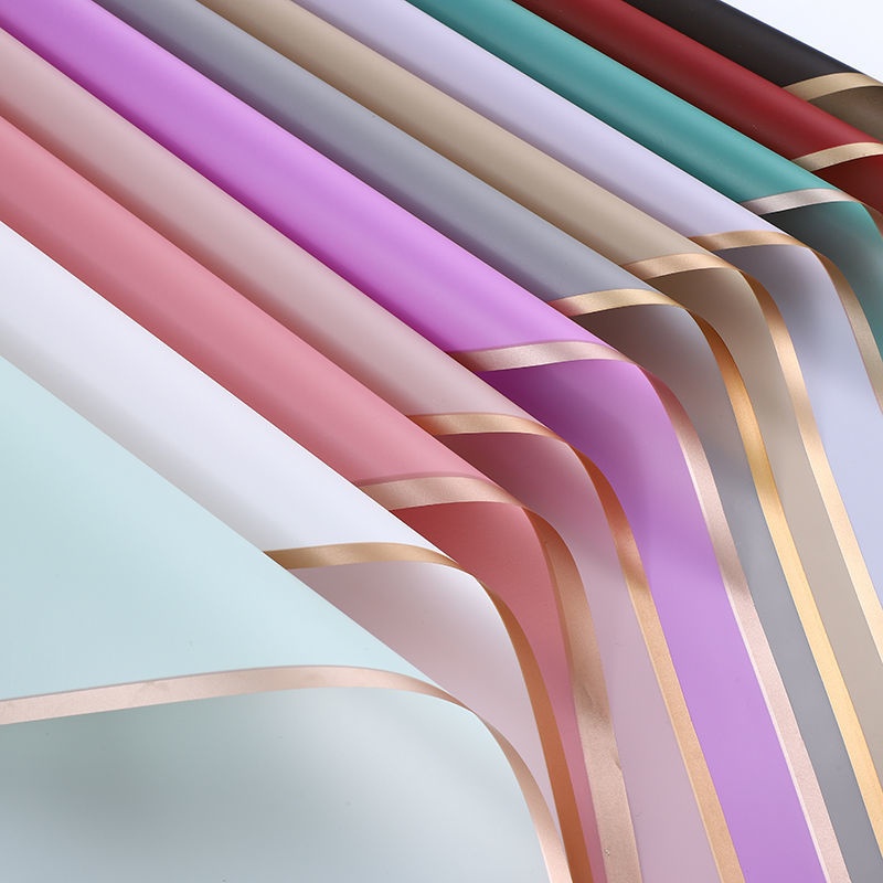 10/20 Flower Wrapping Paper Gold Border Jelly Color Packaging Paper ...