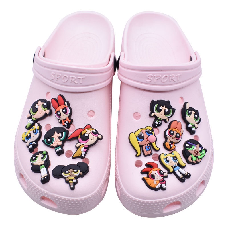 Cute Anime jibits for Crocks Powerpuff Girls Jibits Croc Blossom Shoe ...