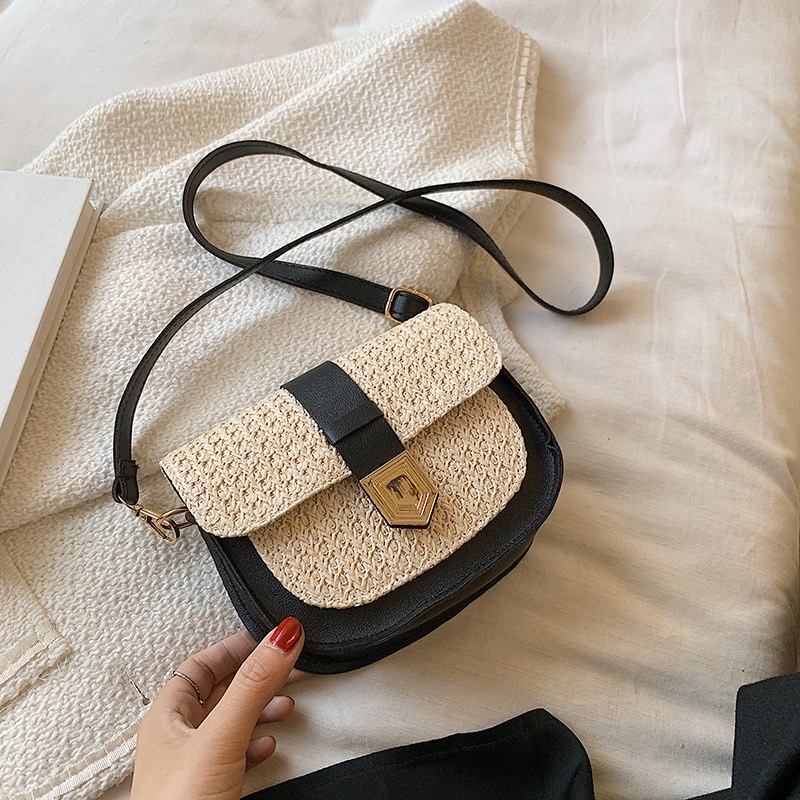 EMS fashion Handwoven round rattan women shoulderbag bags leather ...