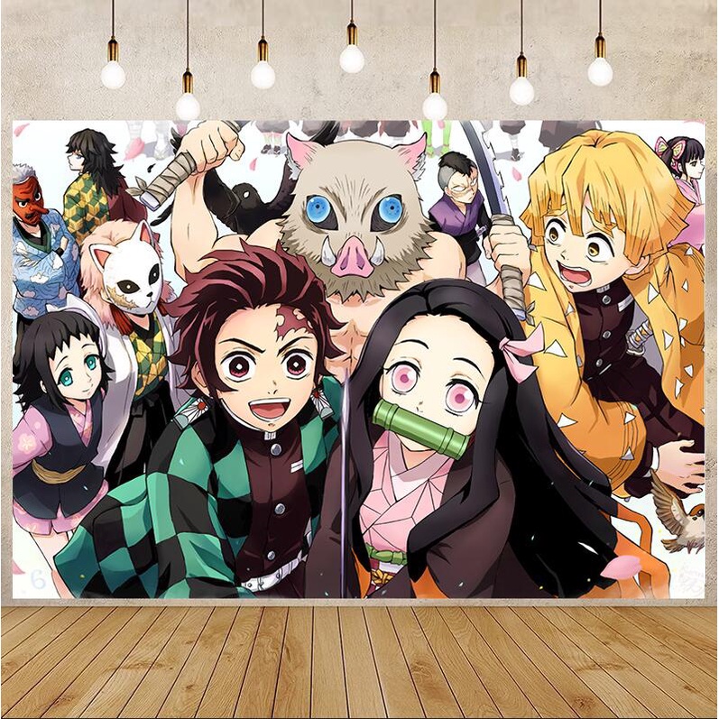 7x5ft Demon Slayer Backdrop Birthday Banner Party Decoration Party ...