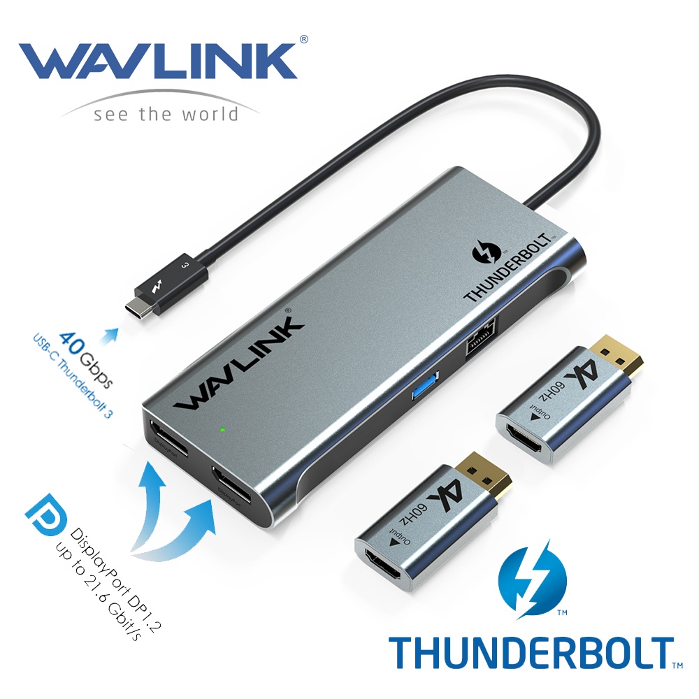 Wavlink Thunderbolt 3 Dual 4k Mini Docking Station Display Port HDMI ...