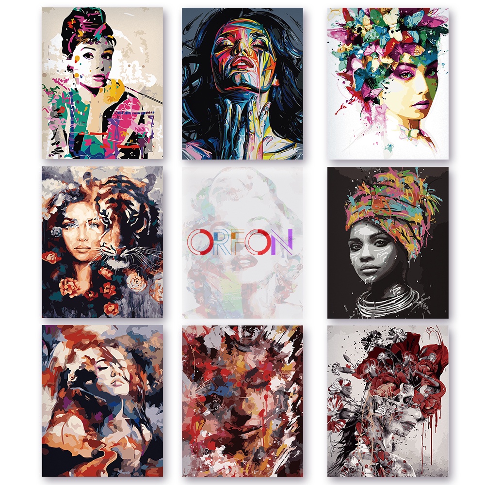【ORFON】Paint by numbers 40*50cm DIY frame manual coloring oil painting color woman home ...