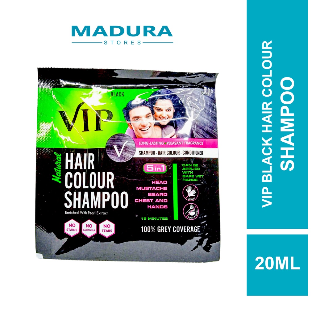 VIP Natural Black Hair Colour Shampoo 20ml (Syampu Pewarna Rambut ...