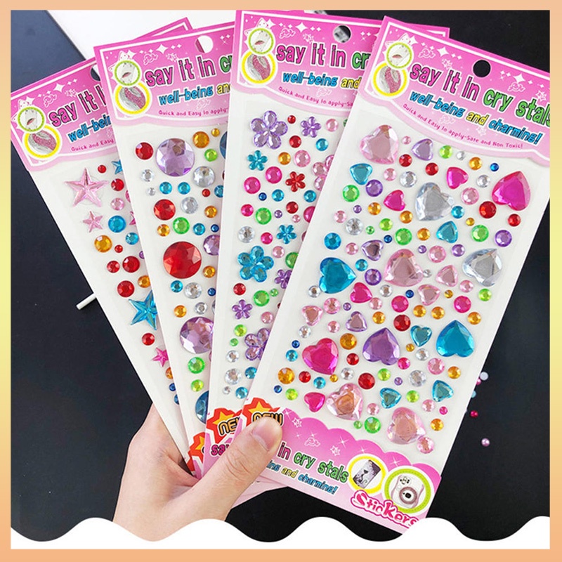 3D Gem Rhinestones Stickers Muticolor Crystal Self Adhesive Acrylic ...
