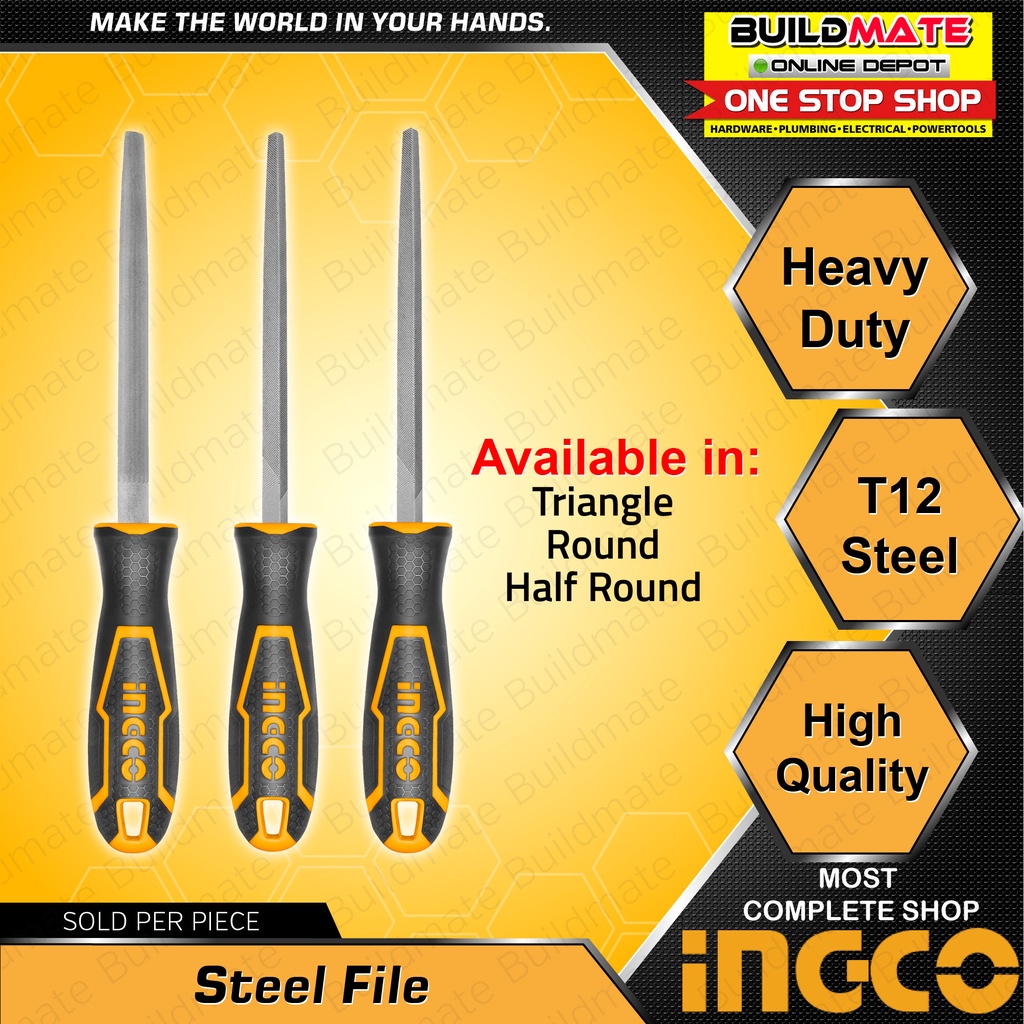 Buildmate x INGCO Steel File KIKIL with Grip Handle 200mm T12 Steel ...