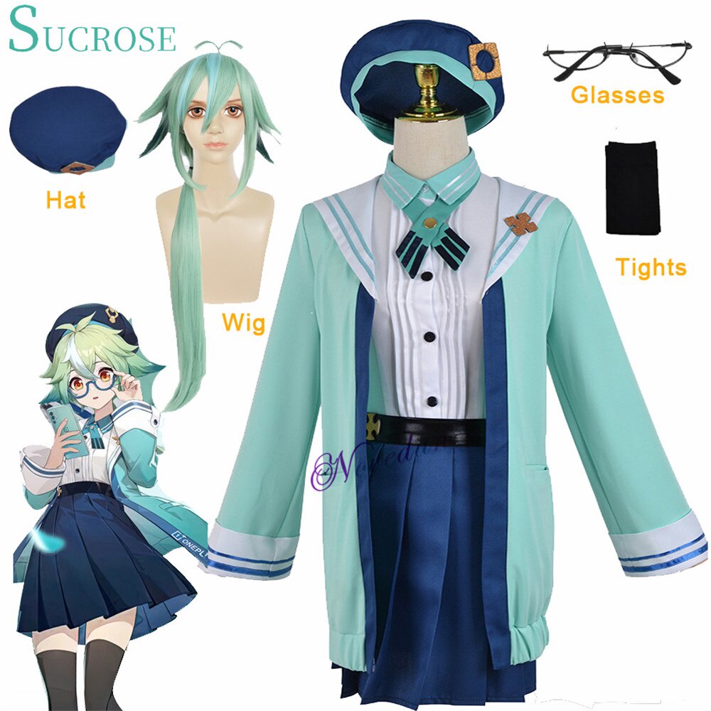 COD !!! Genshin Impact Sucrose Cosplay Costume Wig Anime Cute Girl ...